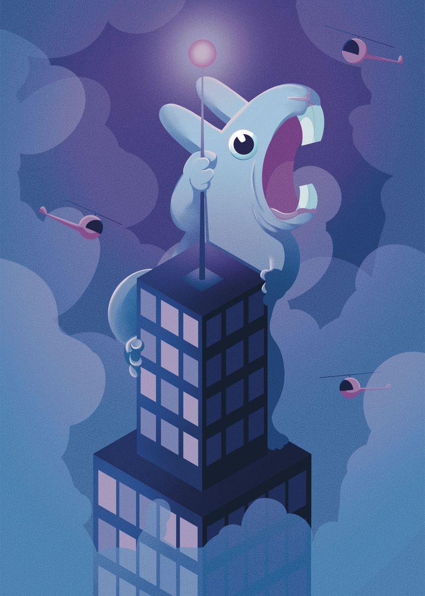 'Rabbit Kong' Poster, picture, metal print, paint by Paderlan | Displate