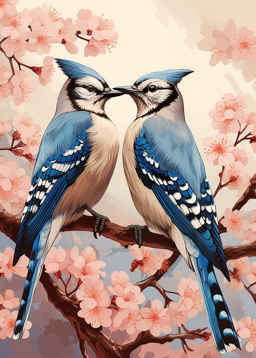 'Blue Jay Couple Painting' Poster, picture, metal print, paint by Katy ...