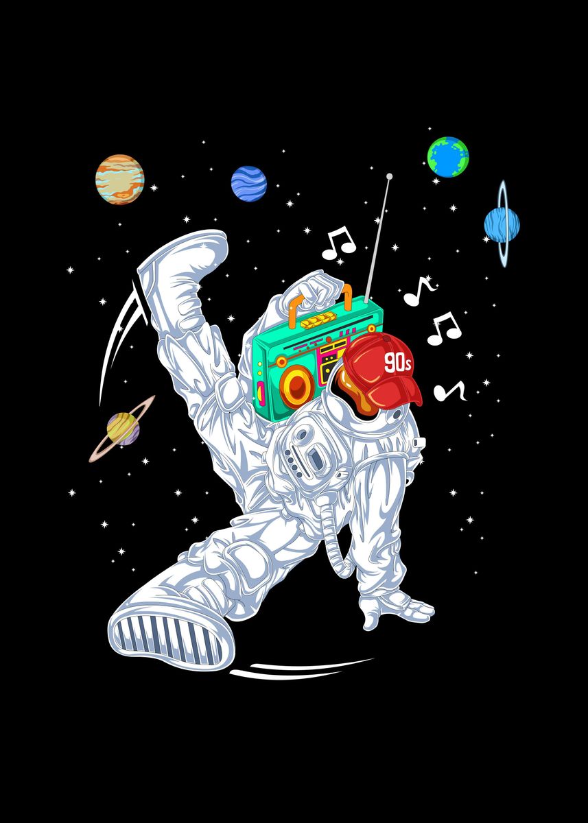 'astronaut rap dance' Poster, picture, metal print, paint by Yacoub Al ...