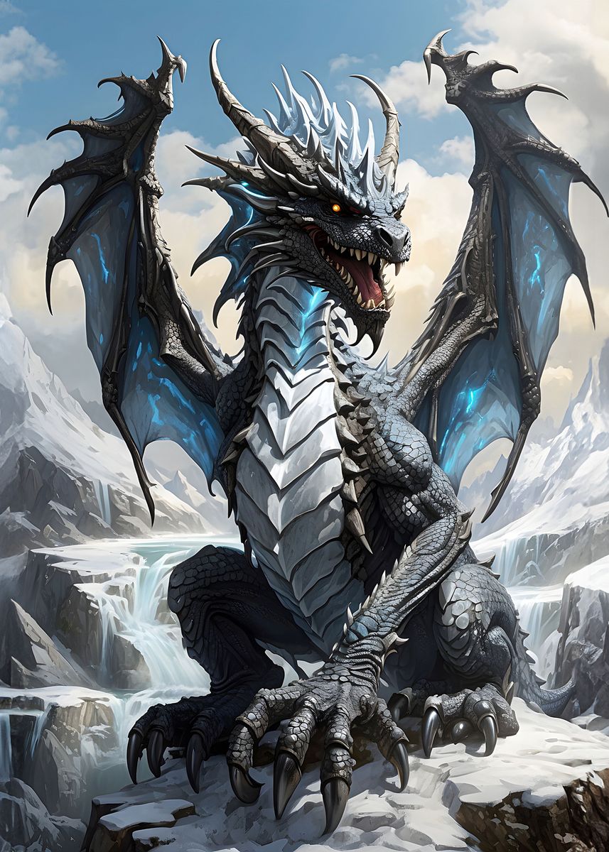 'Ice Dragon' Poster, picture, metal print, paint by ArtFusion | Displate