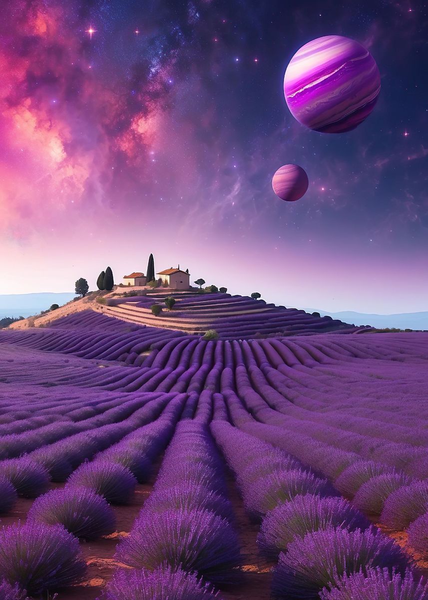 'Lavender Space Floral Art' Poster, picture, metal print, paint by ...