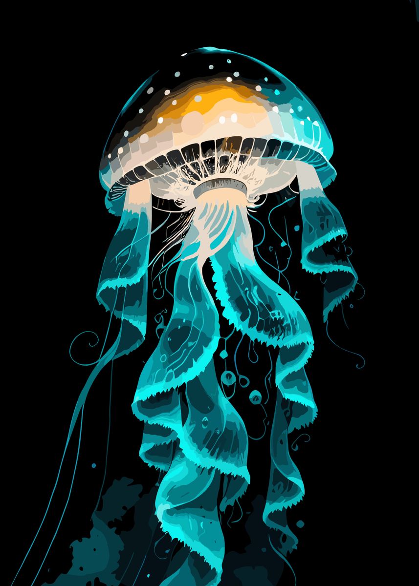 'Jellyfish Abstract' Poster, picture, metal print, paint by Wisnu ...
