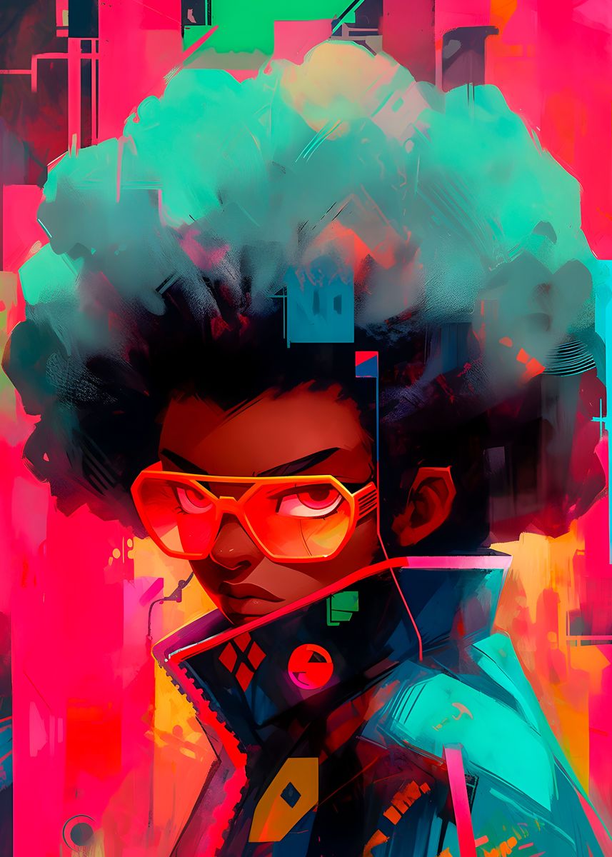'Vintage Afro Hair' Poster, picture, metal print, paint by Pozter ...
