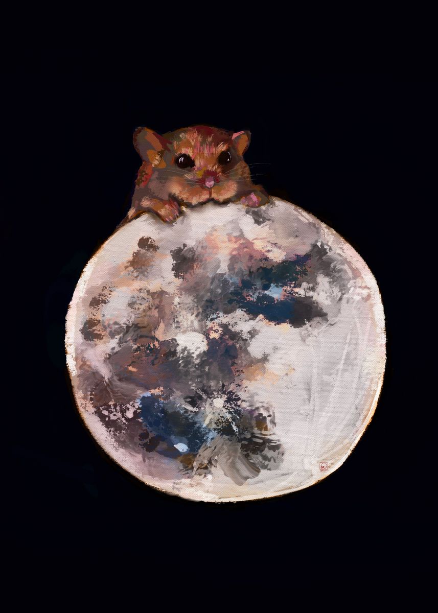'The mouse ate the Moon' Poster, picture, metal print, paint by Skells ...