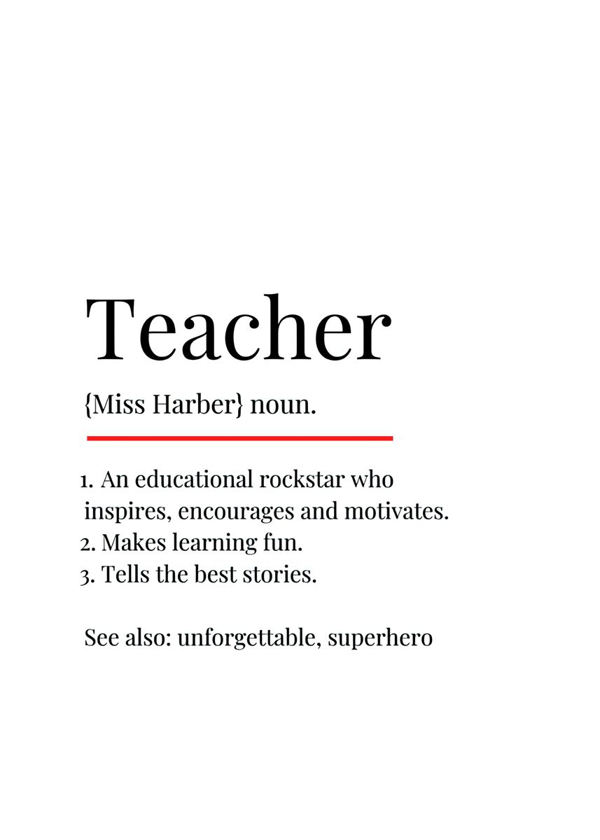 'Funny Teacher Definition 2' Poster, picture, metal print, paint by ...