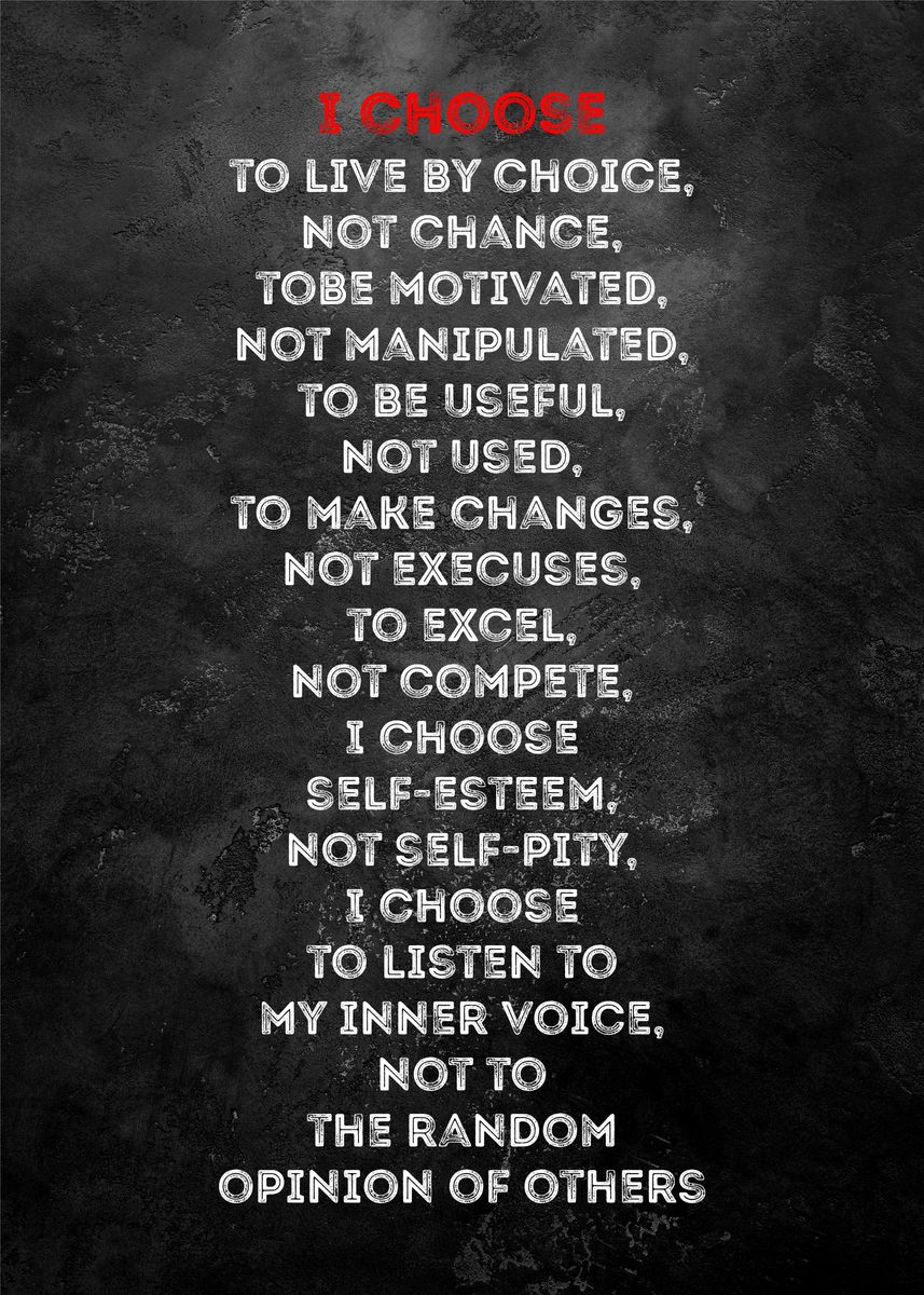 'i choose' Poster, picture, metal print, paint by Bestselling Music ...
