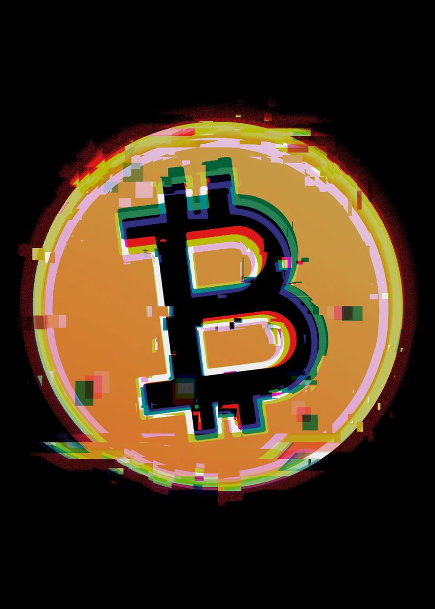 'Bitcoin Glitch' Poster, picture, metal print, paint by ArtNinja | Displate