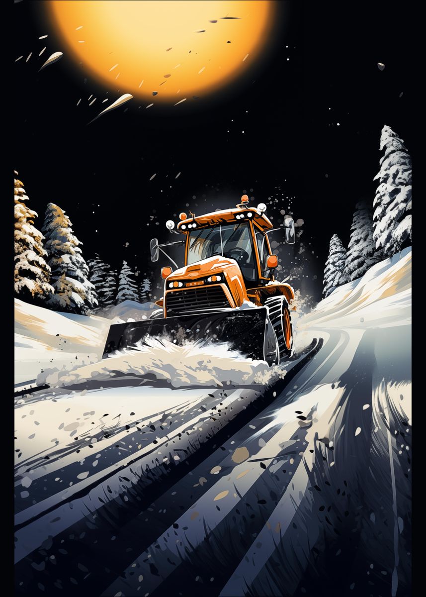 'Snow Plow Winter Service' Poster, picture, metal print, paint by ...