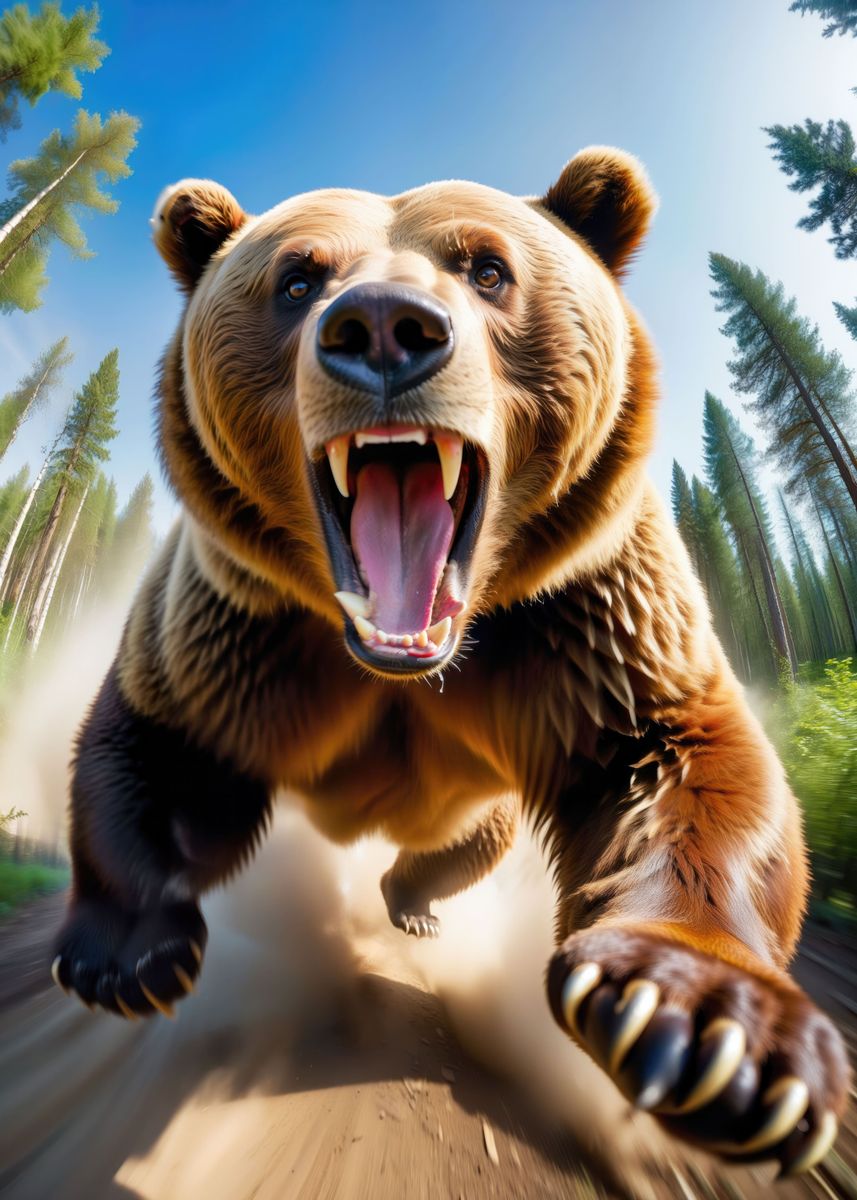 'The Fierce Grizzly Bear' Poster, picture, metal print, paint by ...