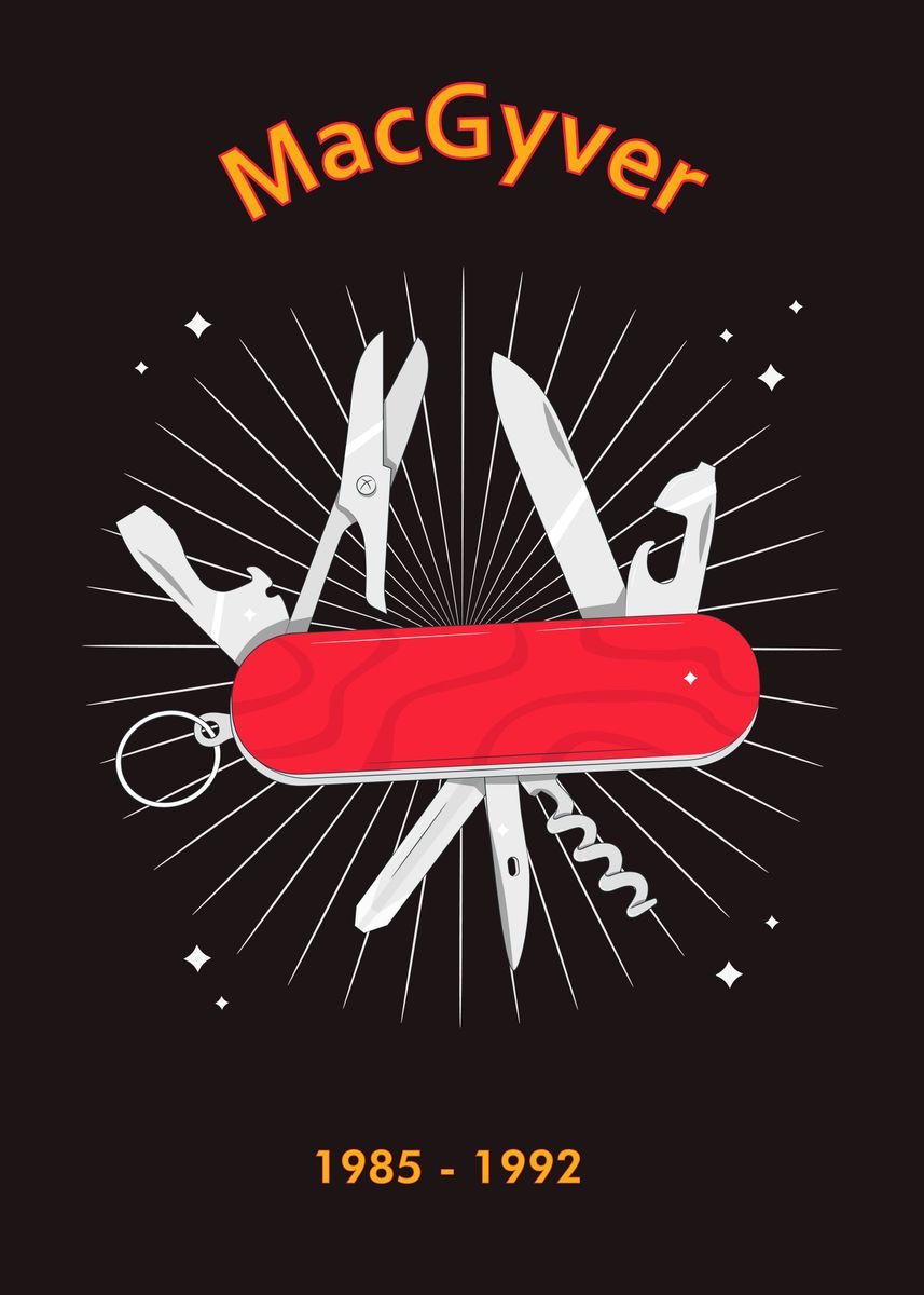 'MacGyver' Poster, picture, metal print, paint by Magic Apes | Displate