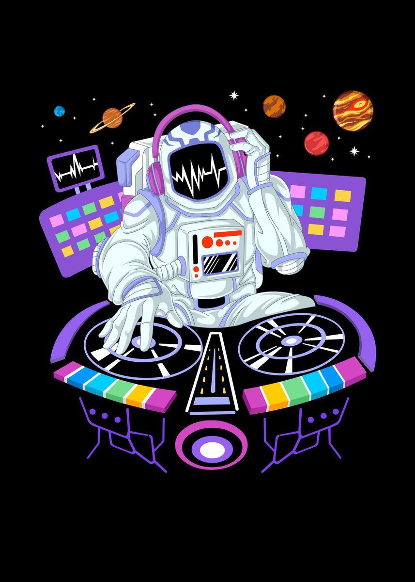'astronaut dj music' Poster, picture, metal print, paint by Yacoub Al ...