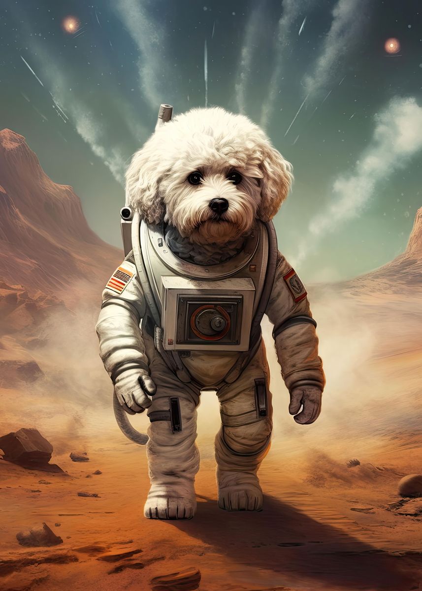 'Bichon Frise Mars' Poster, picture, metal print, paint by PetPrints | Displate