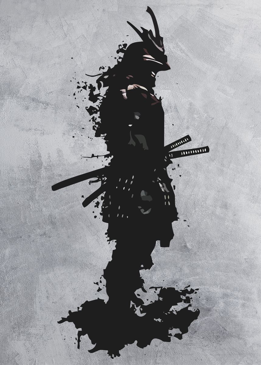 'samurai stencil ' Poster, picture, metal print, paint by Bestselling ...
