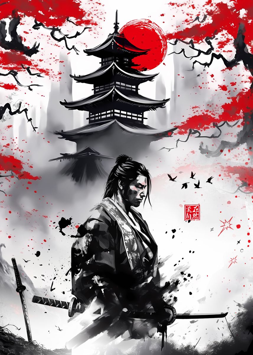 'Samurai Warrior Japan' Poster, picture, metal print, paint by Kim ...