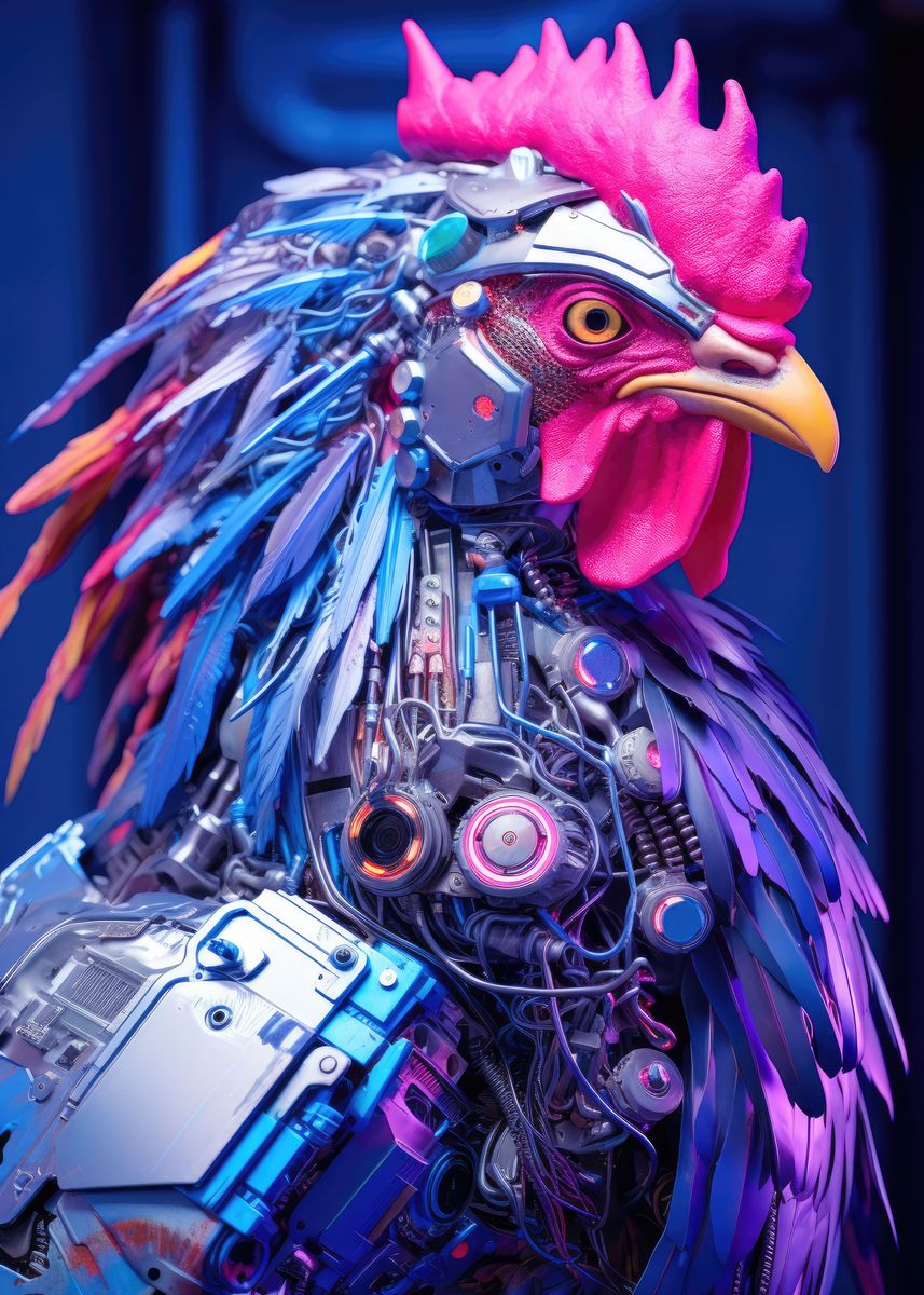 'Cyberpunk Chicken 04' Poster, picture, metal print, paint by Matthias ...