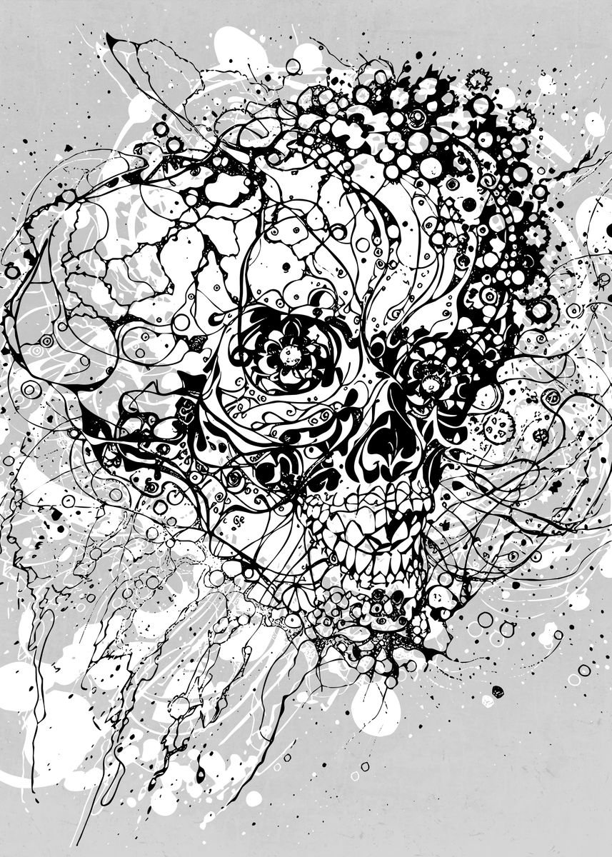 'Psychedelic Skulls ' Poster, picture, metal print, paint by One Red ...