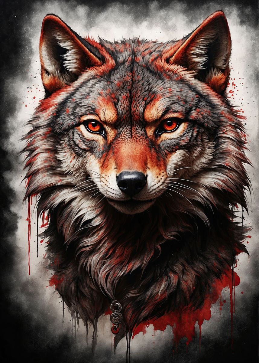 'Red Wolf Portrait' Poster, picture, metal print, paint by LP Design ...