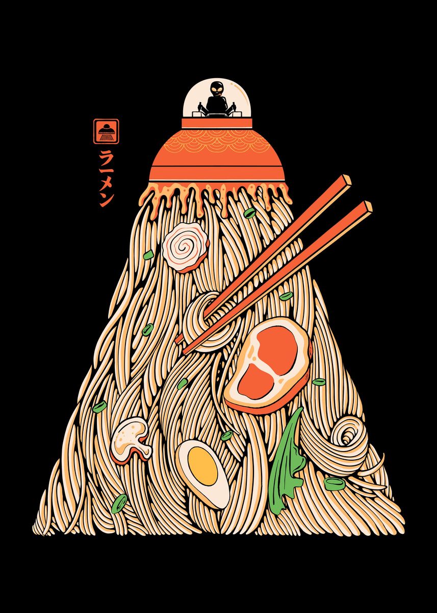 'Alien Ramen Invasion' Poster, picture, metal print, paint by Quilimo ...
