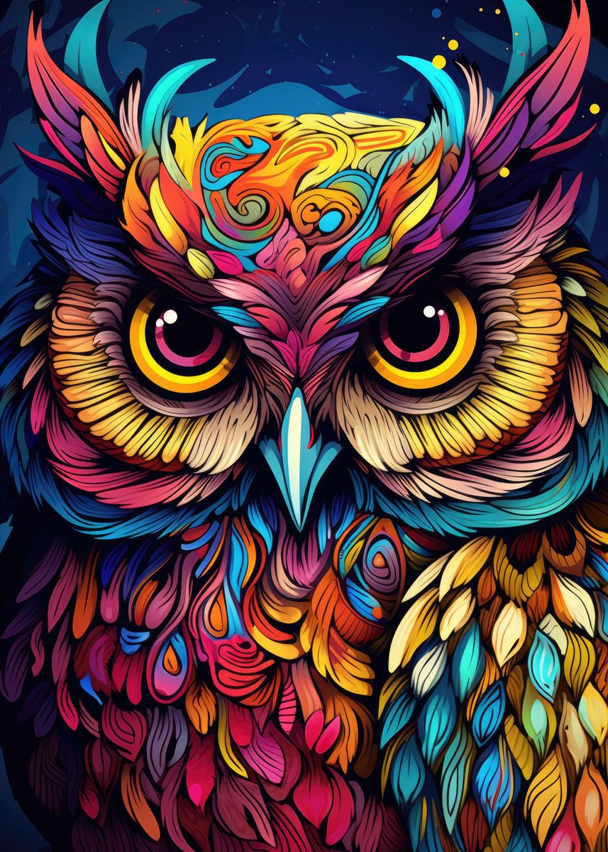 'Watchful owl' Poster, picture, metal print, paint by Mezma and Azzayal ...
