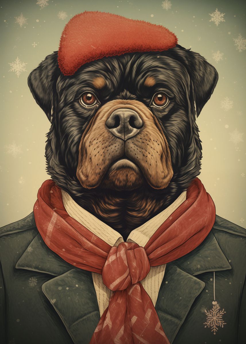 'Rottweiler Portrait Art' Poster, picture, metal print, paint by ...