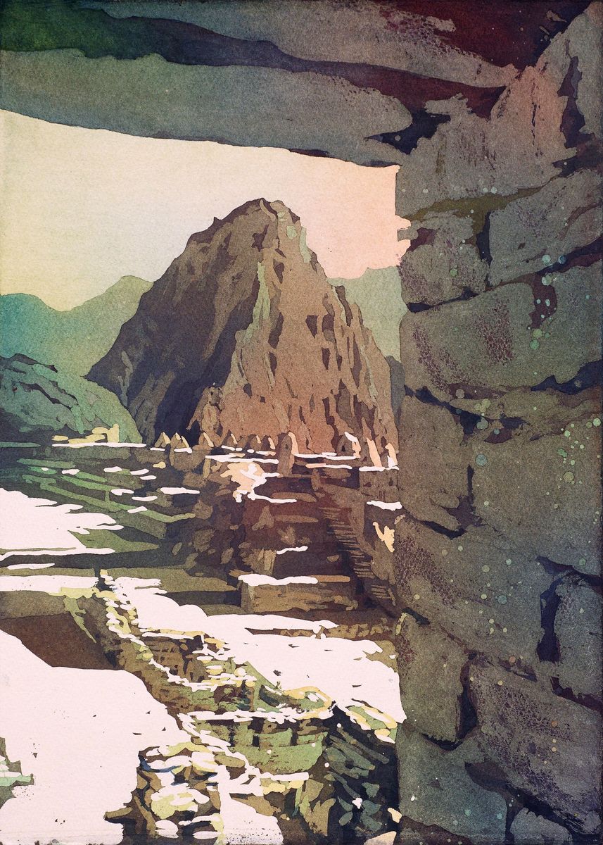 'Incan ruins Peru art' Poster, picture, metal print, paint by Ryan Fox ...