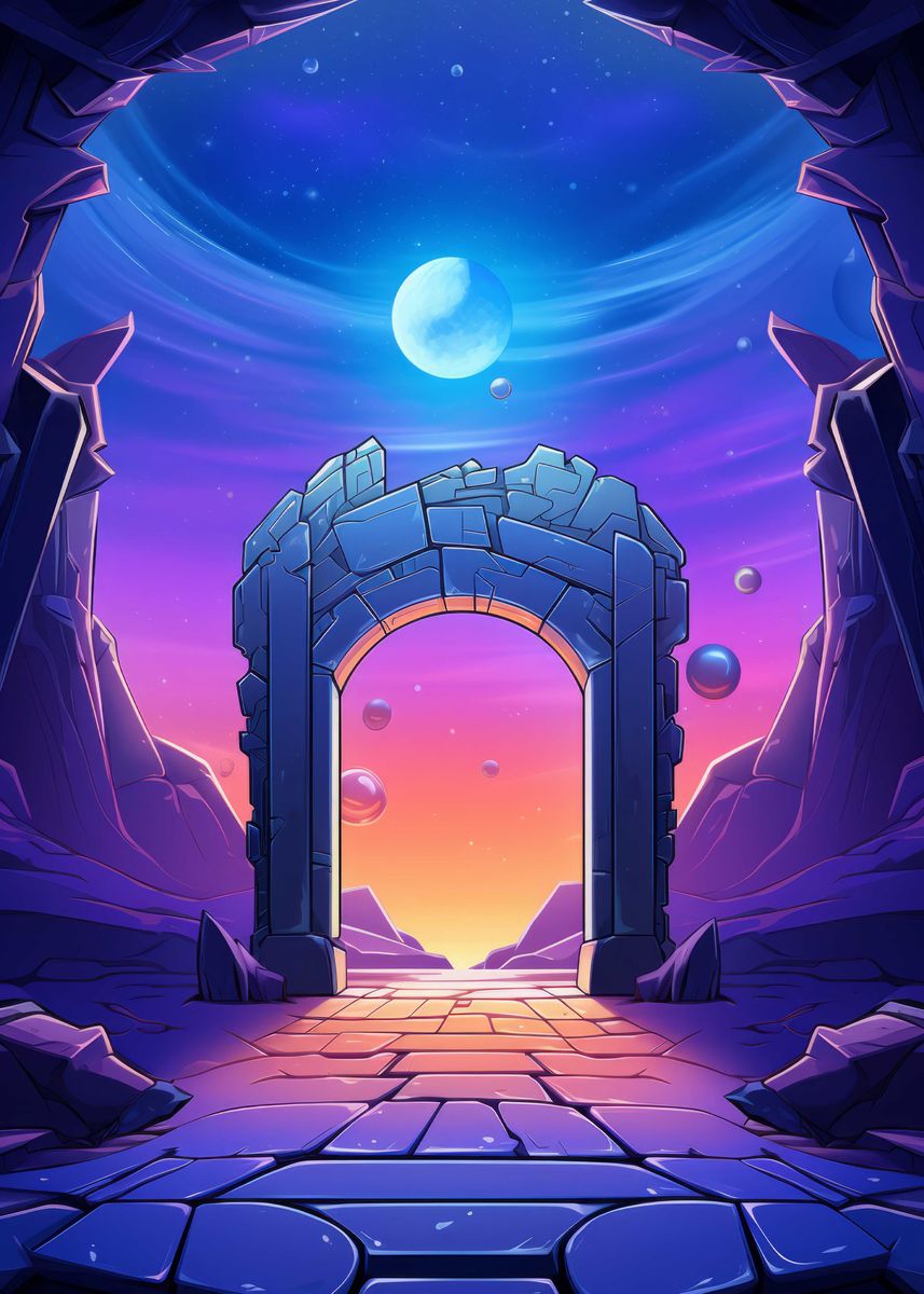 'Space Gate' Poster, picture, metal print, paint by Oliver Qo | Displate