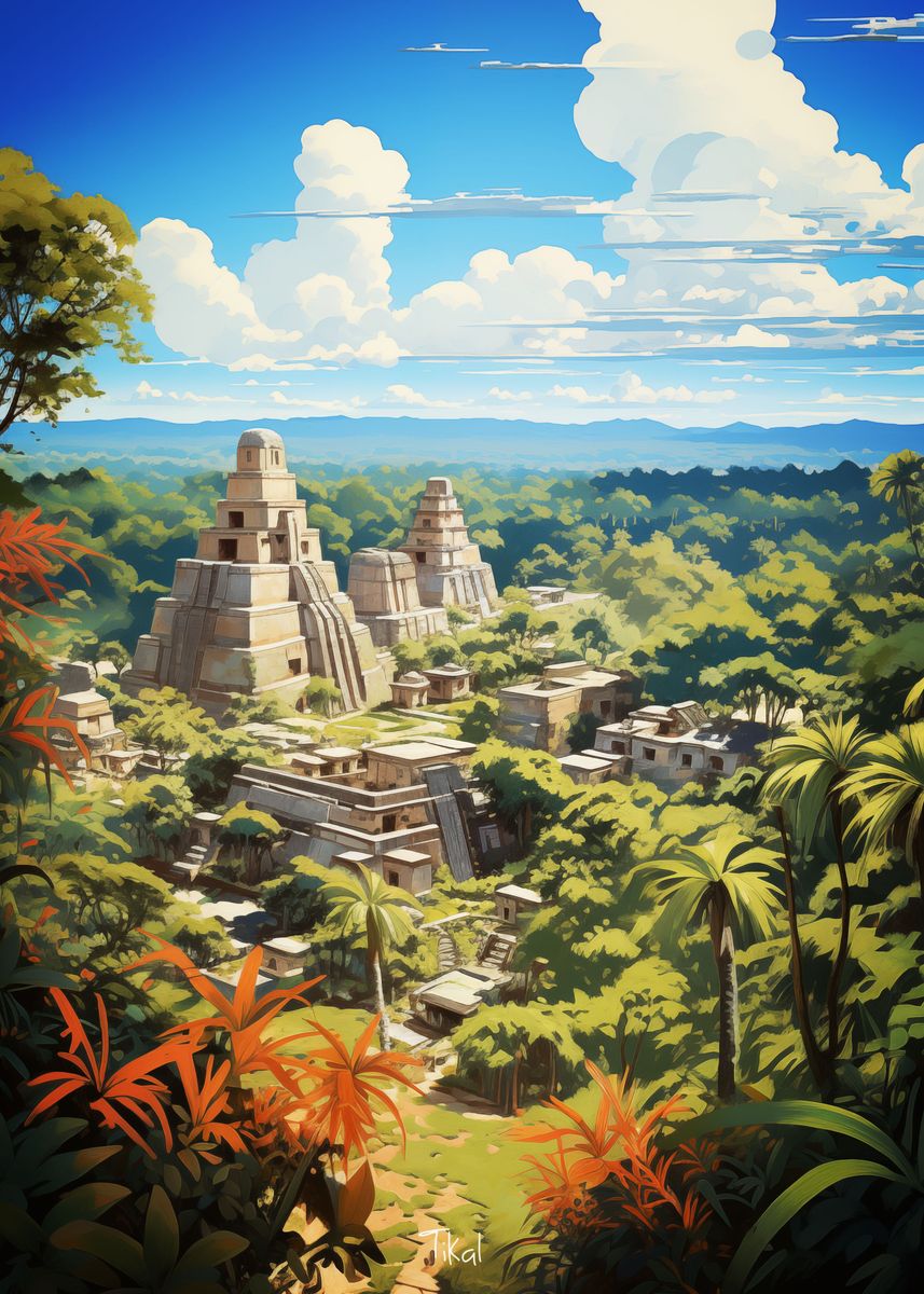 'Famous Tikal oil painting' Poster, picture, metal print, paint by ...
