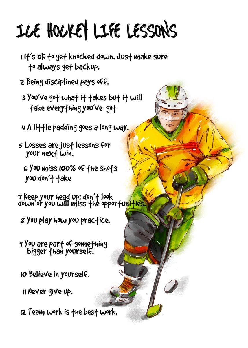 'Ice hocket life lessons' Poster, picture, metal print, paint by Selja ...