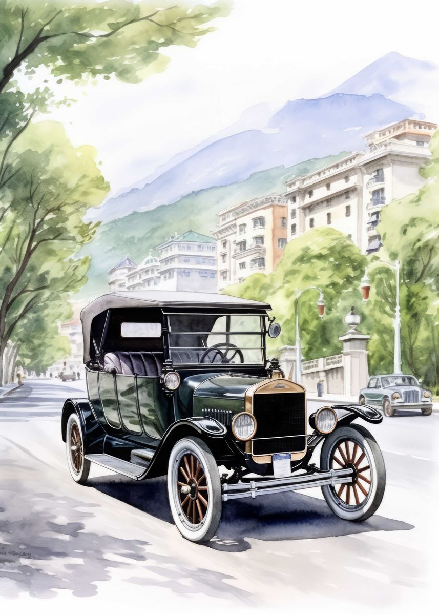'Car Watercolor' Poster, picture, metal print, paint by Mason Scott ...