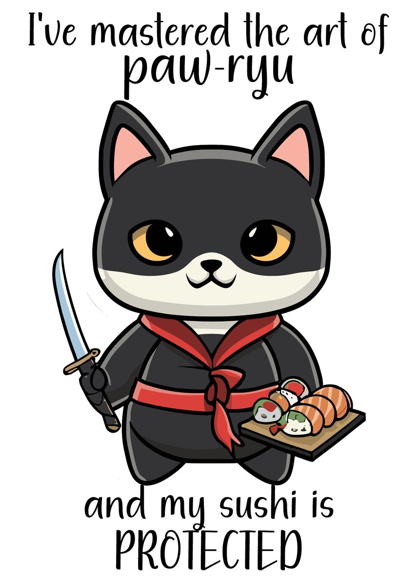 'Master of Paw Ryu Sushi' Poster, picture, metal print, paint by Heidi ...