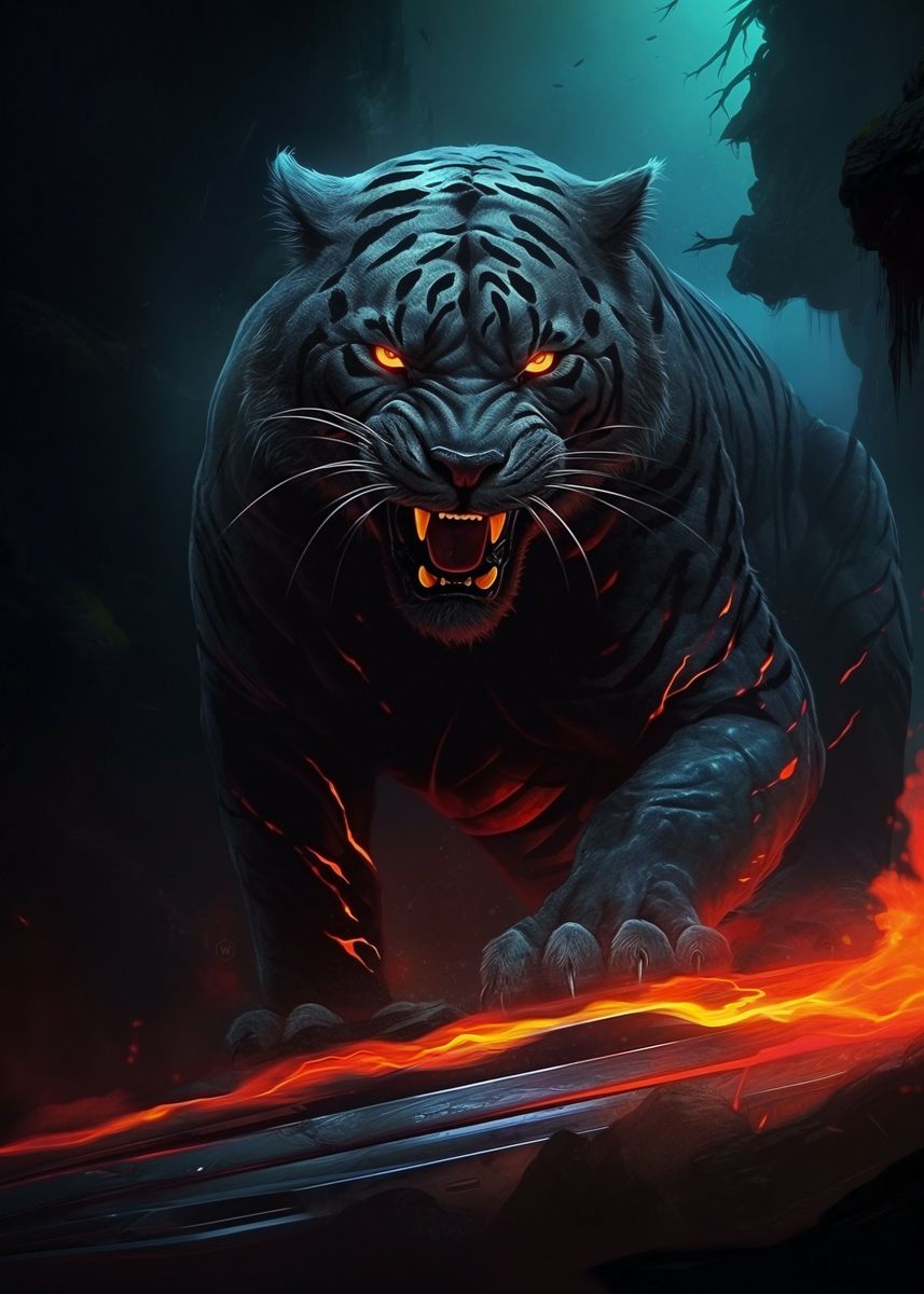 'Angry Tiger' Poster, picture, metal print, paint by P U F F Y | Displate