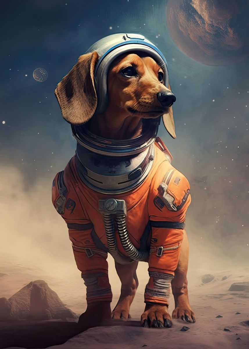 'Dachshund Mars' Poster, picture, metal print, paint by PetPrints | Displate