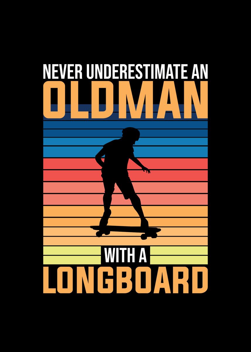 'Longboard Skater Sport Fun' Poster, picture, metal print, paint by ...