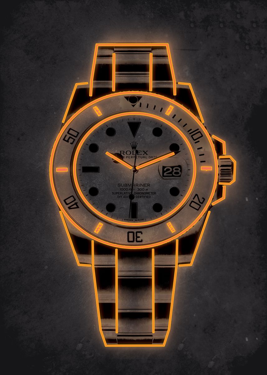 'Neon Rolex' Poster, picture, metal print, paint by Conceptual ...