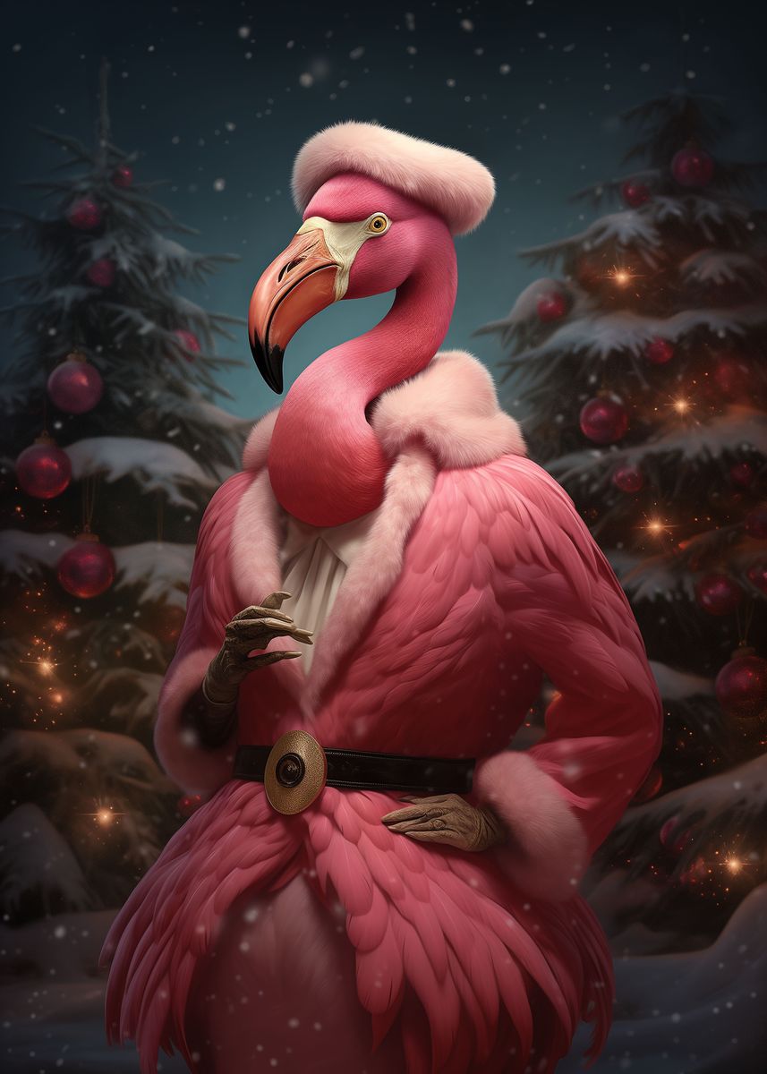 'Flamingo Xmas Sweet' Poster, picture, metal print, paint by ButtDero ...