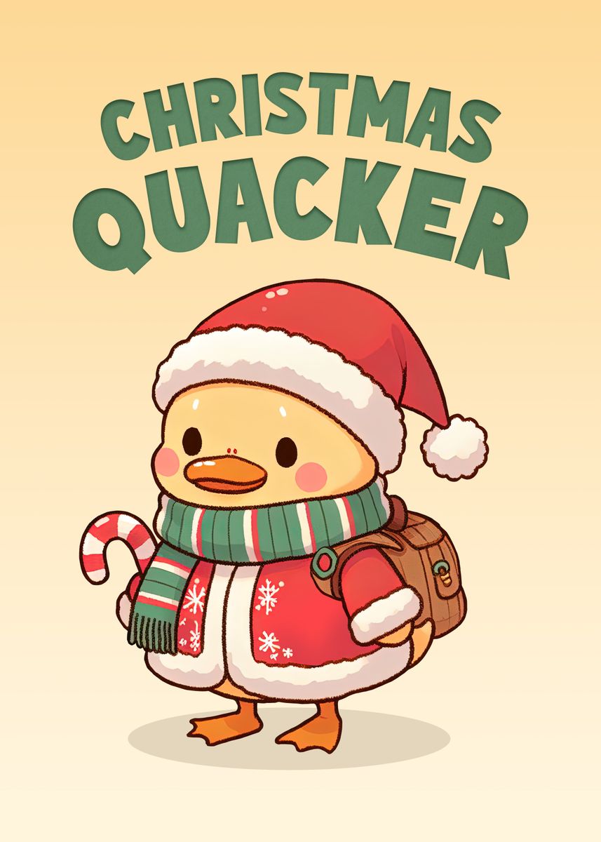 'Christmas Quacker Duck' Poster, picture, metal print, paint by Takeda Art | Displate