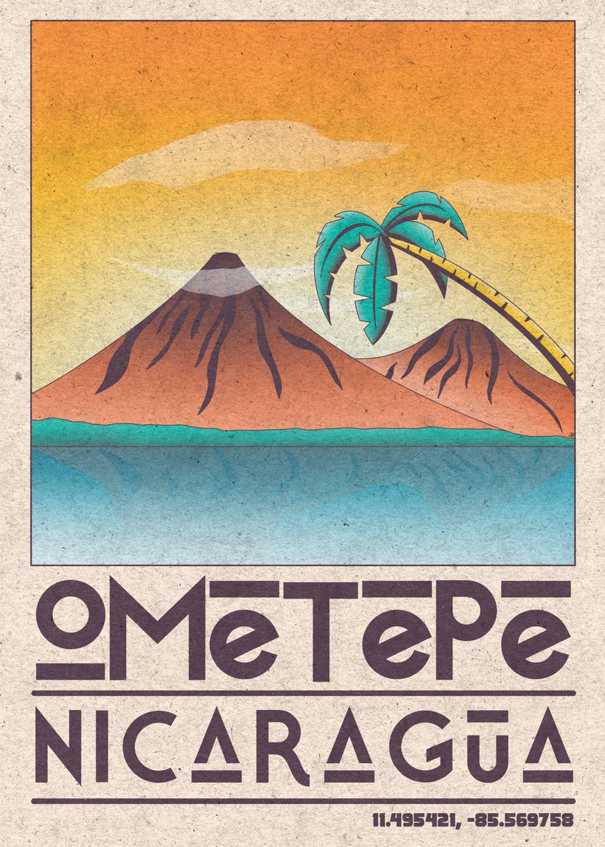 'Ometepe Nicaragua' Poster, picture, metal print, paint by Jake Purcell ...