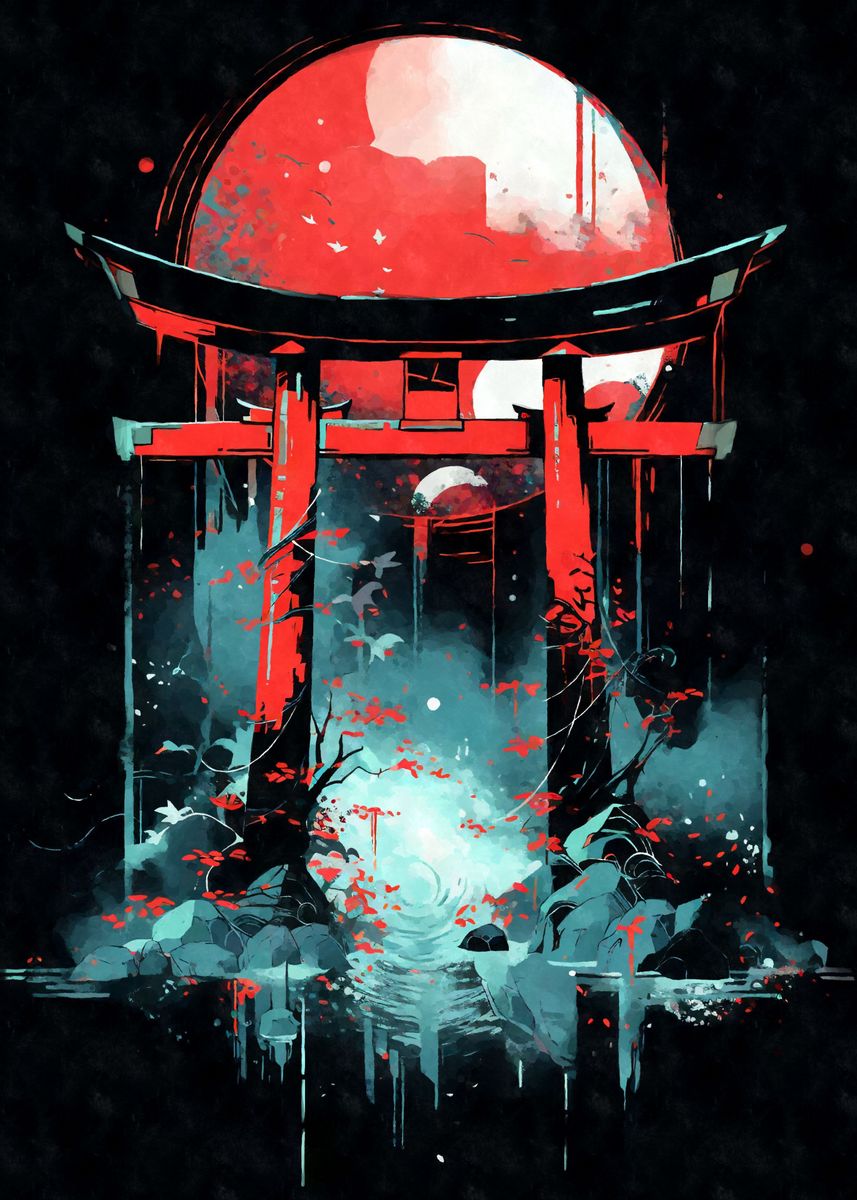 'Dark Abstract Torii Gate' Poster, picture, metal print, paint by ...