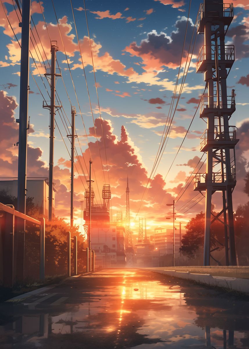 'Sunset City' Poster, picture, metal print, paint by Cevori Art | Displate