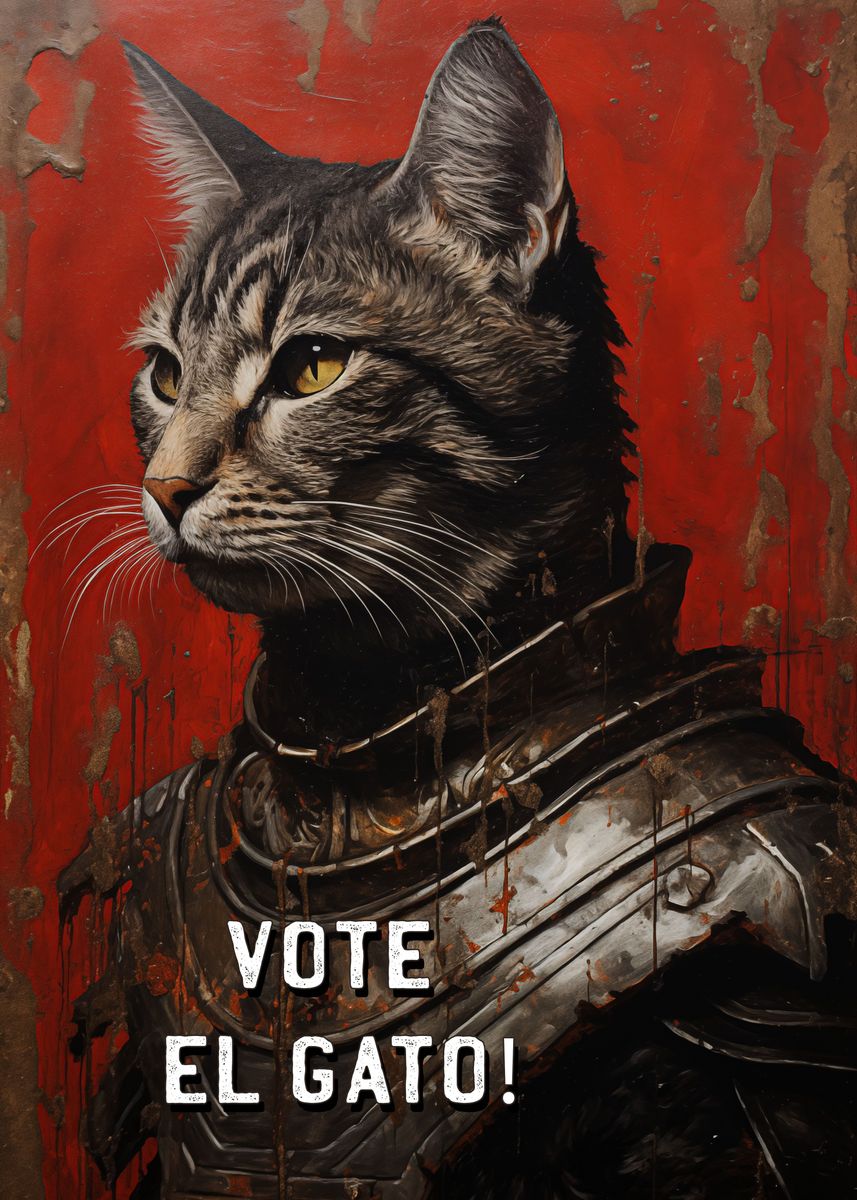 'The Mighty El Gato Cat ' Poster, picture, metal print, paint by ...