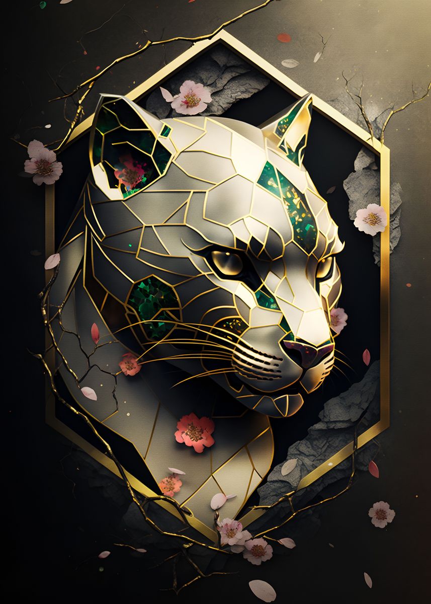 'Gold Panther Abstract' Poster, picture, metal print, paint by Dream ...