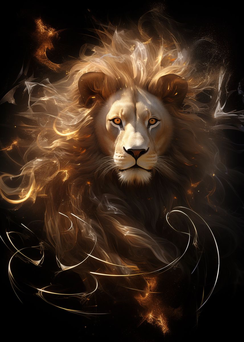 'Black and Gold Lion' Poster, picture, metal print, paint by 99 Posters ...