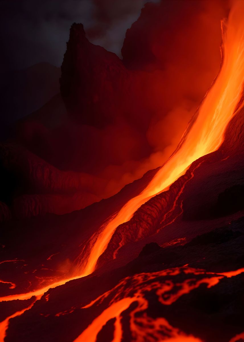 'Flowing Lava' Poster, picture, metal print, paint by Anton de Zeeuw ...