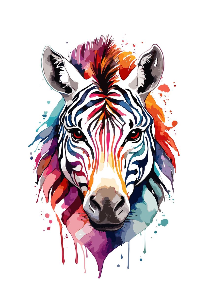 'Zebra Face' Poster, picture, metal print, paint by Jaman Store Art ...