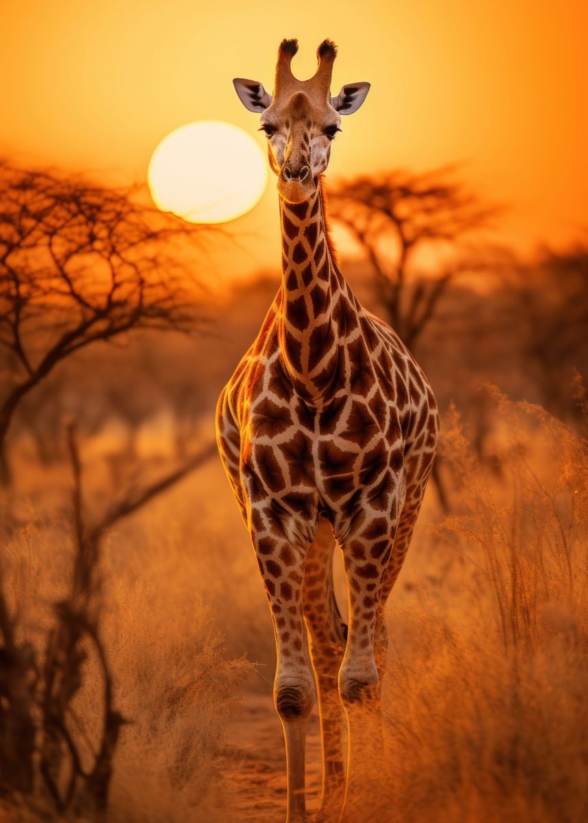 'Hot sunset animal wildlife' Poster, picture, metal print, paint by ART ...