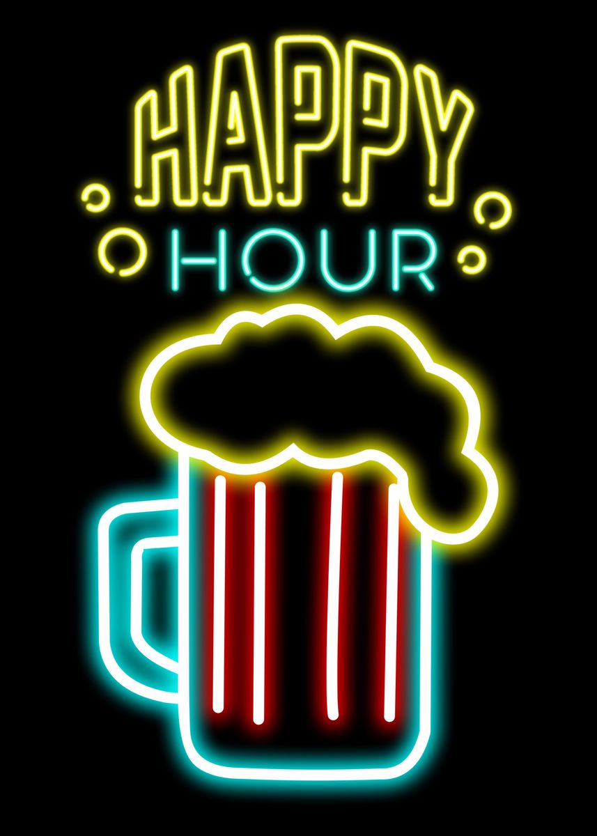 'Beer Bar Neon' Poster, picture, metal print, paint by Tech Manis ...