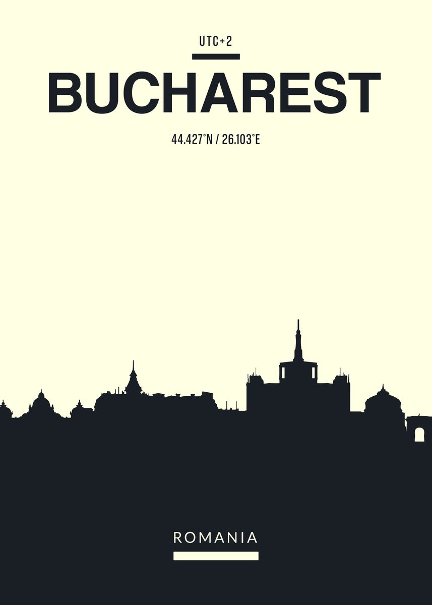 'Bucharest Romania Skyline' Poster, picture, metal print, paint by Zero ...