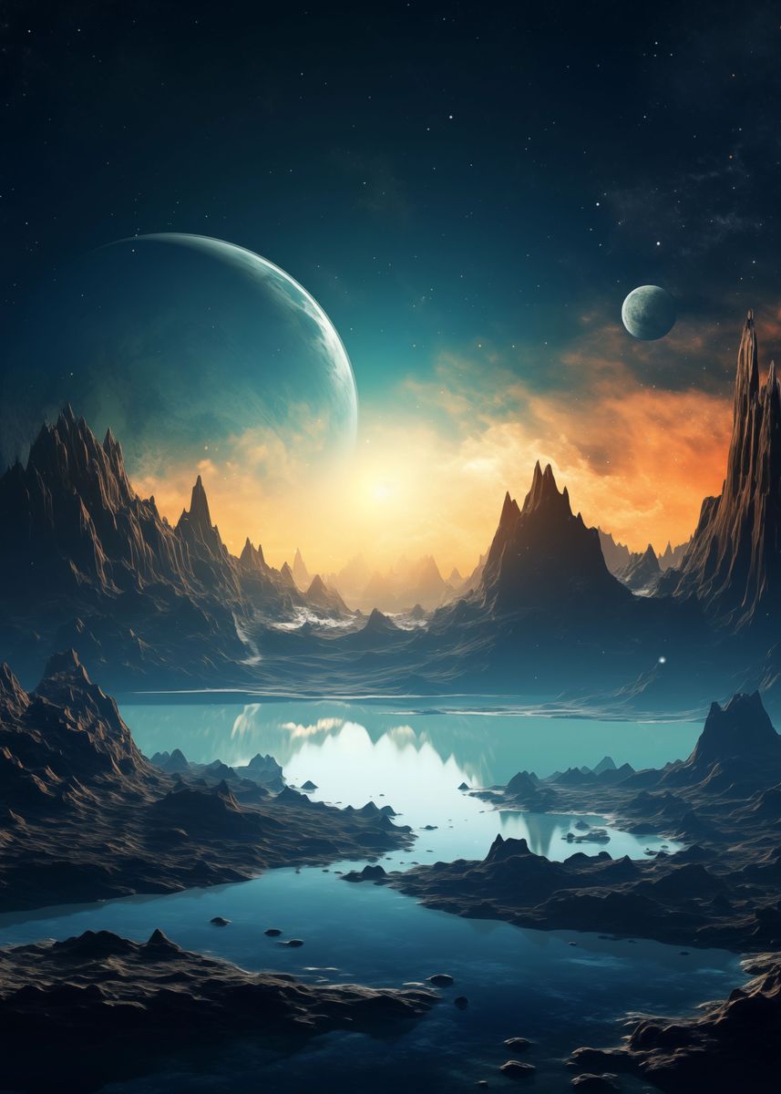 'Alien Mountains' Poster, picture, metal print, paint by Christian ...