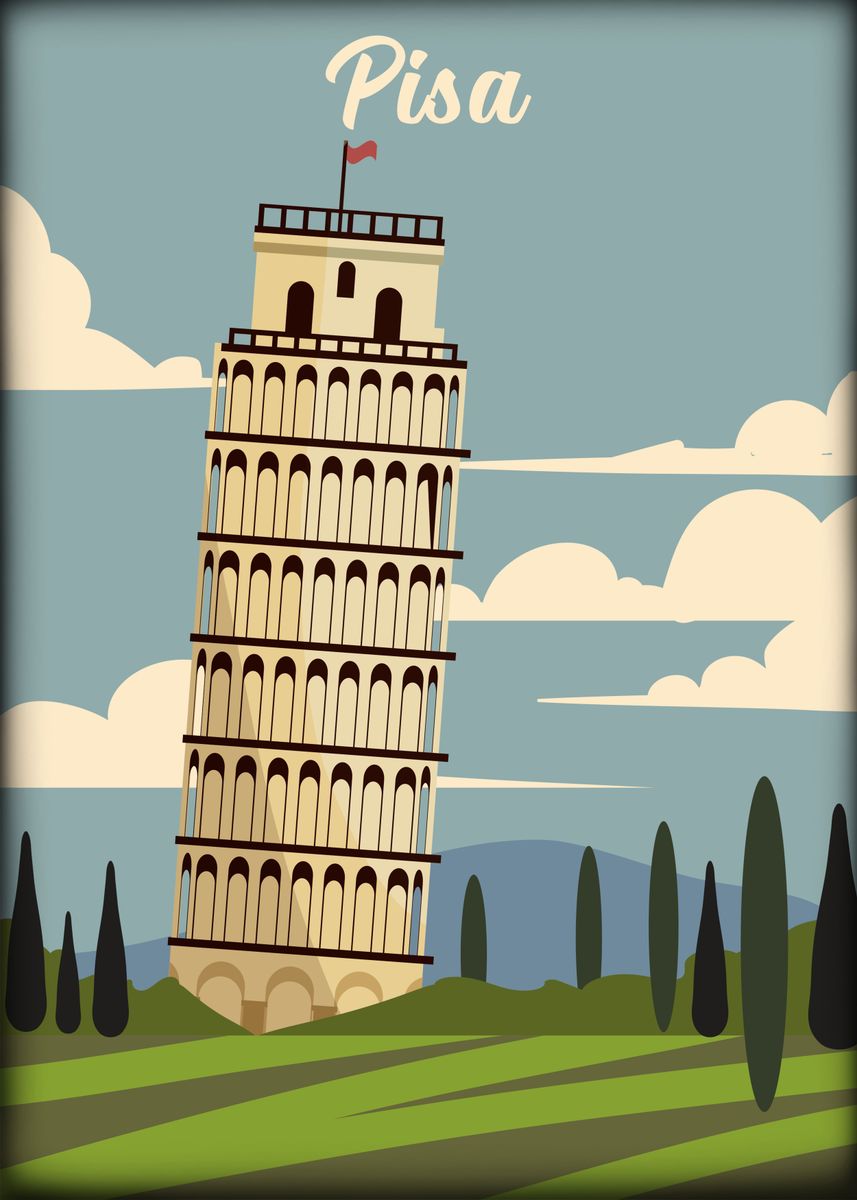 'Pisa' Poster, picture, metal print, paint by Kaye Whitesel | Displate
