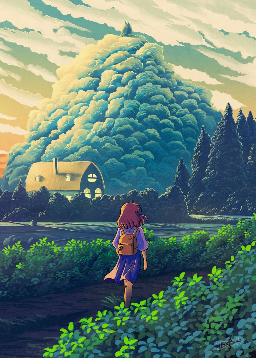 'Sunset walk' Poster, picture, metal print, paint by syntetyc | Displate